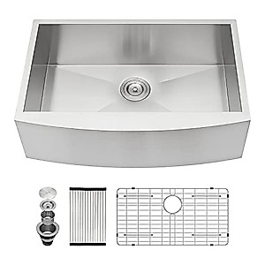 Kichae 30 Inch Farmhouse Apron Front Kitchen Sink Stainless Steel Single Bowl Kitchen Farm Sinks 30" Undermount Single Basin Farmer Sink