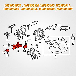 RANSOTO Ignition Starter Switch Lock Cylinder Compatible with 2003-2013 Volkswagen VW Golf Jetta MK5 Audi A3 TT R8 Replaces 1K0905851B 1K0905865 5Q0905865A Ignition Switch Steering Lock with Key