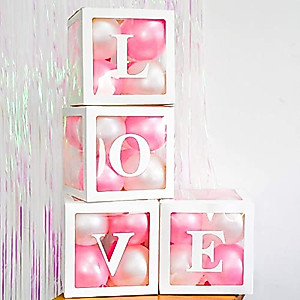 4 pcs White Transparent Balloons Boxes with 30 Letters 10 Numbers 5 Symbols, 49 pcs Party Decorations Kit Supplies, Boys Girls Birthday Baby Shower Gender Reveal Decoration Backdrop, Photo Props