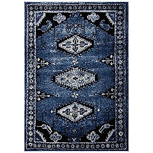 SAFAVIEH Vintage Hamadan Collection 8' x 10' Blue/Black VTH251M Traditional Oriental Living Room Dining Bedroom Area Rug