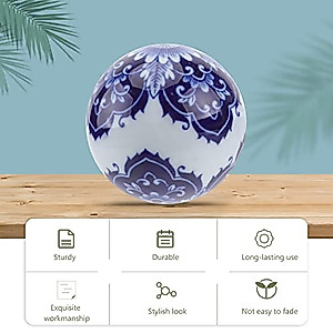 SEWACC Ceramics Balls Set of 3pcs Porcelain Orbs Random Style Chinese Style Decorative Balls Pretty Floating Balls Unique Home Decor for Bowl, Vase, Basket, Dish, Fish Tank ( Blue )