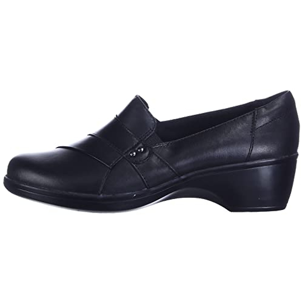 Clarks Women's May Marigold Slip-On Loafer, Black Leather, 9 M US