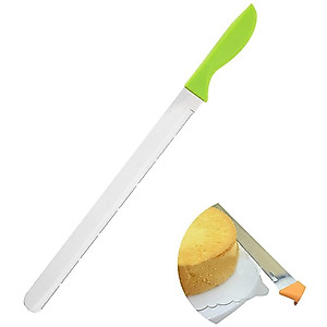 meizhouer 10Inch/12Inch Stainless Steel Cake Knife Plastic Handle Baking Pastry Spatulas Serrated Bread Knife Kitchen Baking Tool (12 inch)