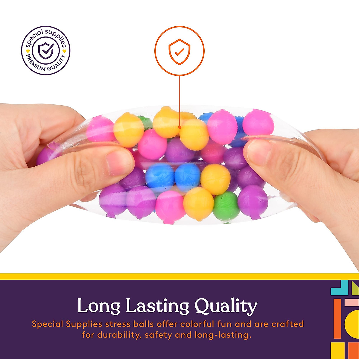 Squishy Stress Ball Squeeze, Color Sensory Toy, Relieve Tension, Anxiety, ADHD, Home, Travel and Office Use, Fun for Kids and Adults (4-Pack)