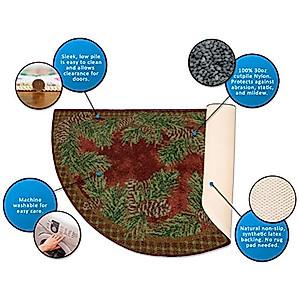 Brumlow MILLS Pine Cone Rustic Fall Winter Gingham Area Rug for Kitchen, Bathroom Mat, Doorway, Bedroom or Home Decor, 19" x 32", Burgundy