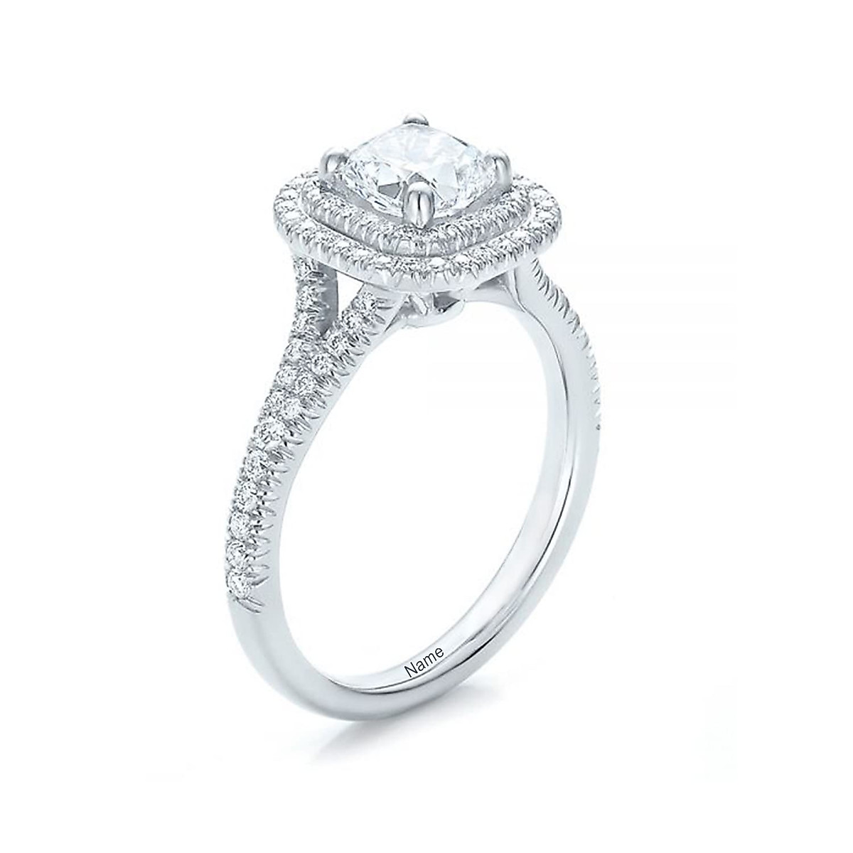 3 Carat(ctw) Cushion-Cut Moissanite Wedding Ring for Women,10K 14K 18K Real Gold Split Shank Pave Moissanite Engagement Ring with Free Engraving,Bridal Ring Size 5-11 (925 Sterling Silver)