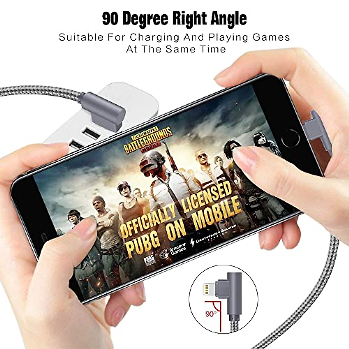 iPhone Charger, [Apple MFi Certified] 3 Packs 6FT 90 Degree USB Lightning Cable Fast Charging Cord Nylon Braided Compatible with iPhone 13/12/11/X/Max/8/7/6/6S/5/5S/SE/Plus/iPad (6FT)