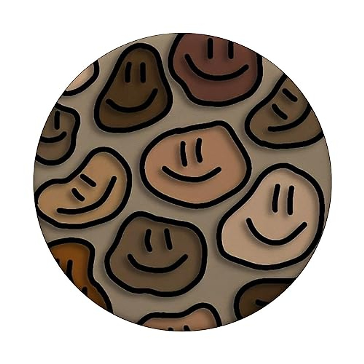 trippy liquid swirl dripping art aesthetic beige smile face PopSockets Standard PopGrip