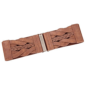 GRACE KARIN Elastic Wide Belts 1950s Vintage Waist Cinch Belt for Women Dresses Brown M