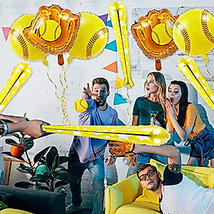 18 Pcs Softball Foil Balloons Softball Party Decorations 18 Inch Ball 20 Inch Glove 30 Inch Bat Balloons Sports Theme Softball Party Favors Softball Birthday Party Supplies for Gifts Props