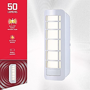 Energizer Wall Sconce, Battery Operated Modern Lamp, Nightlights, Stick Anywhere, Wireless Motion Activated LED Light Fixture for Hallway, Aisle, Kitchen, Lobby, Bathroom, 40644, White