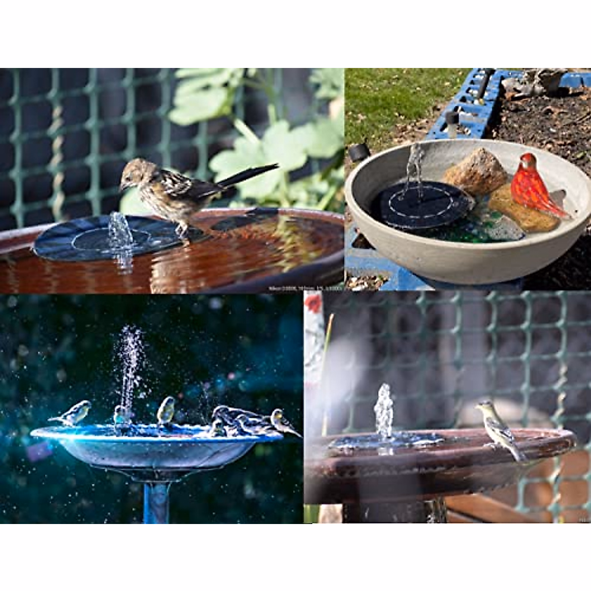 Solar Fountain, Solar Powered Bird Bath Fountain Pump with 4 Nozzles 1.4W Solar Panel Kit Water Pump, Outdoor Watering Submersible Pump for Pond, Pool, Garden, Fish Tank