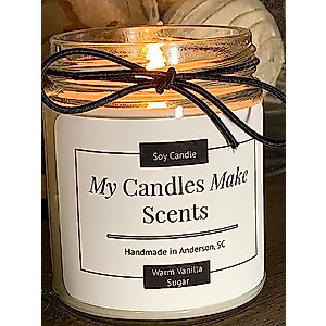 My Candles Make Scents| Personalized Handcrafted Soy Candle | 9oz Stylish Clear Jars | Many Scents To Chose From| Free Shipping (Honeysuckle Jasmine)