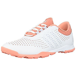 adidas Women's Adipure Sport Golf Shoe, White/Aero Blue/Chalk Coral, 8 Medium US