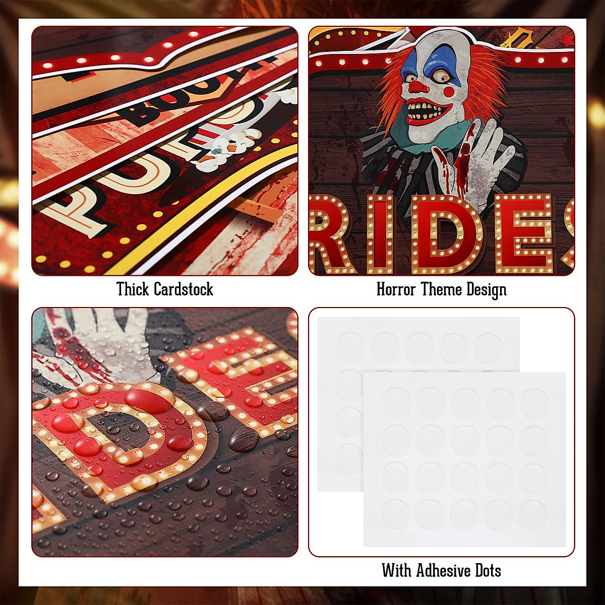 Harloon Circus Party Signs - 18 Pcs Halloween Decor