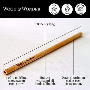 Uplifted Sip Reusable Bamboo Straws – Rustic, Compostable Alternative to Plastic Straws, Paper Straws and Silly Straws (50-Pack)