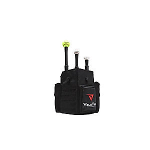 VeloTee | Home Plate Baseball & Softball Bat Bag | Softball and Baseball Coaches Bag | Baseball Bucket Backpack with Built in Batting Tee