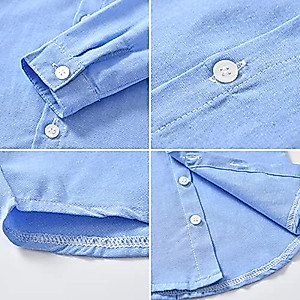 Joe Wenko Baby Boys Clothes Pants Set, Long Sleeve Dress Shirts with Bowtie and Suspender Pants Outfit Navy, 18-24 Months