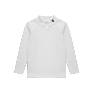 Jizyo Kids Boys Girls Thermal Underwear Tops Basic Long Sleeve Turtleneck Undershirts Baselayer T-Shirts Sweater Tops White 9-10 Years