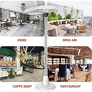 Kismile Patio Heater, 2 Heating Mode 750W/1500W & IP34 Waterproof, Tip-over Protection Freestanding, Electric Infrared Heater for Outdoor/Indoor Use, Ideal for Garage/Garden/Home, Outdoor Heater