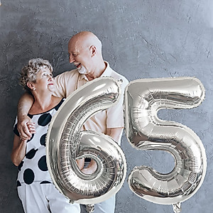 ESHILP 40 Inch Number Balloon Foil Balloon Number 36 Jumbo Giant Balloon Number 36 Balloon for 36th Birthday Party Decoration Wedding Anniversary Graduation Celebration, Silver 36 Number Balloon