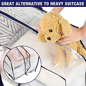 CHUMIA 16 Pieces Heavy Duty Extra Large Clear Storage Bags Backpack Straps Strong Handles Bags Reusable Clear Bags Space Saving Packing Bags for Moving, College Dorm, Traveling, Christmas Decorations