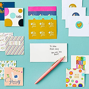 All Occasion Mini Notecards with Envelopes and 24 Stickers- 72-Pack Tiny Cute Greeting Cards for Birthday, Wedding, Party, Anniversary, Thank You, 24 Assorted Design, 3 of Each, Folded 2.5x2.5 Inches