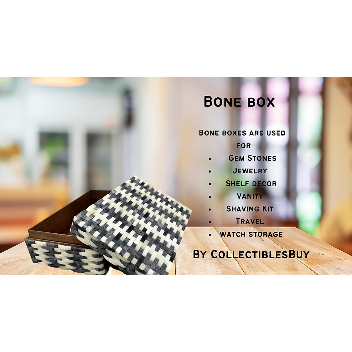 Decorative Inlay & Wooden Engraved Art Keepsake Box Storage For Jewelry Hand Finished White and Gray Mat Pattern Keepsake Oraganizer Rectangular Shape Bone Inlay Beautiful Home Décor & Table Décor