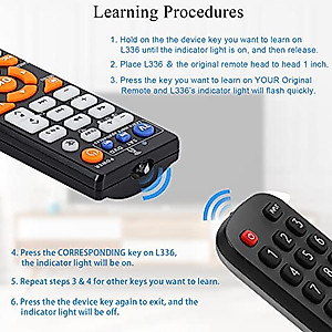CHUNGHOP Universal IR Learning Remote Control for Smart TV VCR CBL DVD SAT STR-TV CD VCD HI-FI, for All Brands IR Remote 3 in 1 Programmable Controller L336