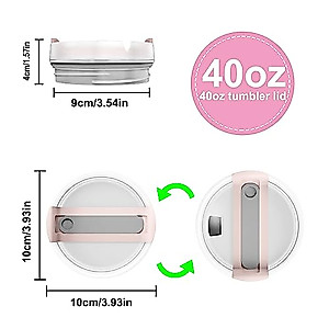 40 OZ Tumbler Lid Compatible for Stanley Quencher, 2 Pack Spill Proof Splash Resistant Stainless Steel Tumbler Covers Fit for Stanley and More Coffee (Pink-grey)