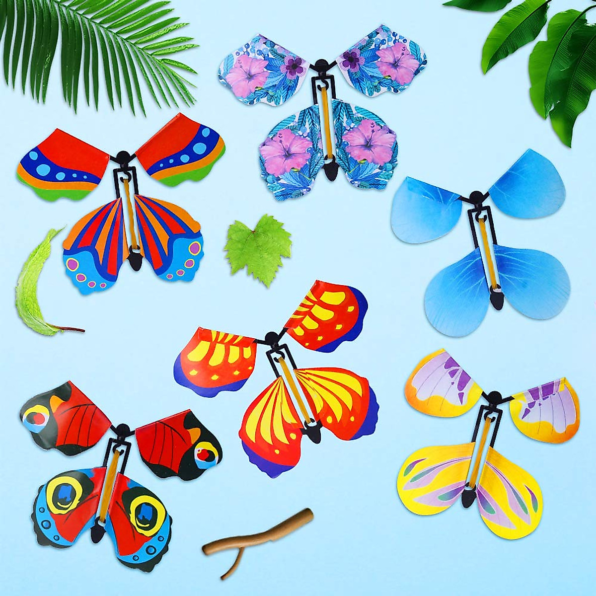 Outee 10 Packs Flying Butterfly Card Surprise Wind Up Butterfly in The Book Rubber Band Powered Gift Butterfly Fairy Flying Toy Great Xmas Gifts Surprise Gift Teacher Appreciation Gift