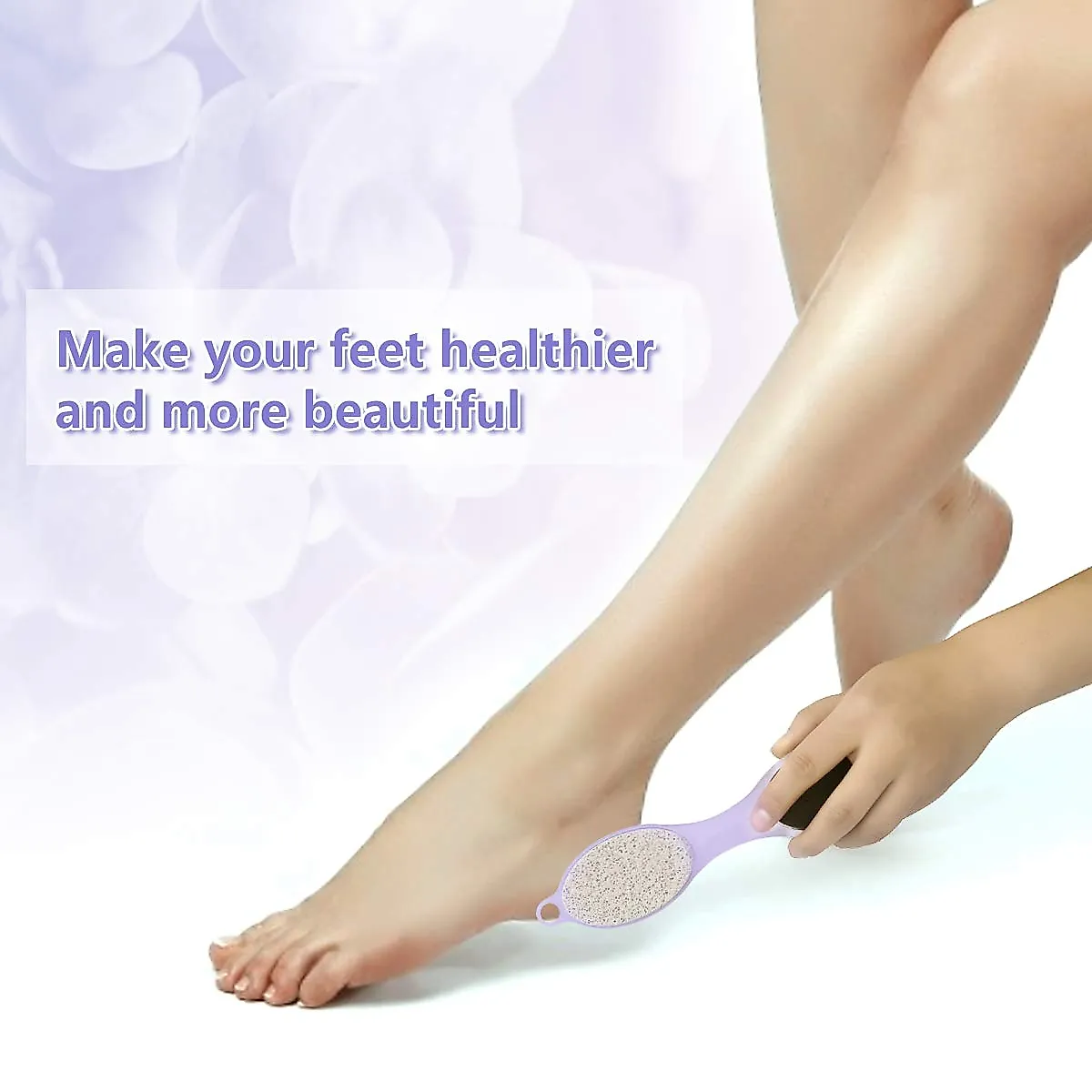 Fangze Pumice Stone Brush for Feet - 2 Pack Foot Brush Scrubber 4 in 1 Foot File Pedicure Paddle Kit for Foot Care (Lilac and Blue)