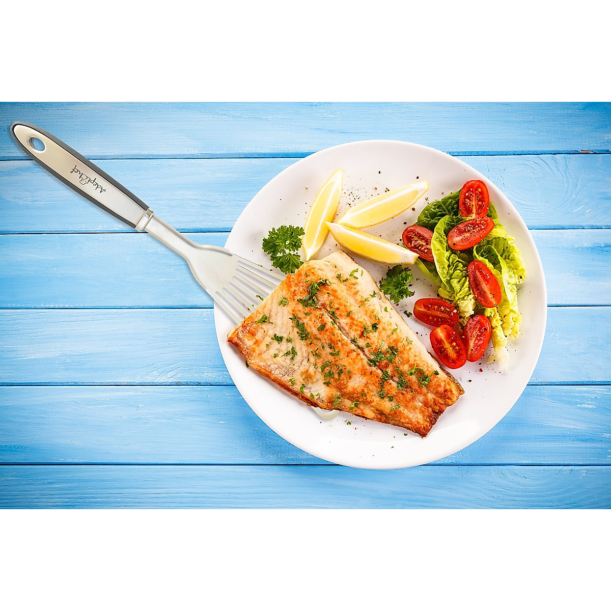 Fish Spatula – AdeptChef Stainless Steel, Slotted Turner – Thin-Edged Design Ideal For Turning & Flipping To Enhance Frying & Grilling – Sturdy Handle, Multi-Purpose – Buy Yours TODAY!