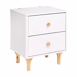 Babyletto Lolly USB Port Nightstand, in White and Natural