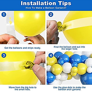 Blue Yellow Balloons, Rams Balloons Garland Kit, 78 Pack 3 Sizes 18 inch 10 inch 5inch Blue Yellow White Latex Balloons with 16FT Strip for Baby Shower Anniversary Birthday Wedding Graduation Office Party DIY Decoration