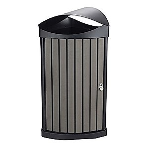 Safco Products 9969CH Nook Indoor/Outdoor Trash Receptacle, 20 Gallon, Triangular for Corners, Steel Frame, Covered Opening, Rigid Plastic Liner, Charcoal