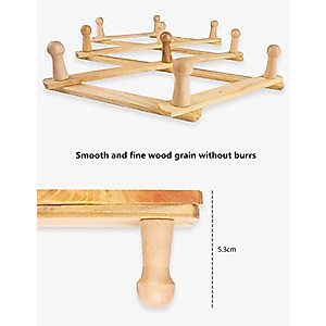 2 Pack10 Hook Coat Hooks, Wooden Expanding Accordion Style Wall Mounted Hook,Wooden Pegs Folding Wall Hanger Stand for Cap,Belt,Umbrella,Coffee Mug,Keys, Home Organization Storage Rack, Storage Holder