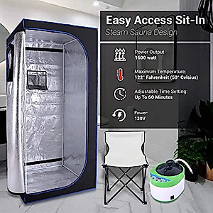 SereneLife SLISAU35BK Full Size Portable Steam Sauna –Personal Home Spa, with Remote Control, Foldable Chair, Timer