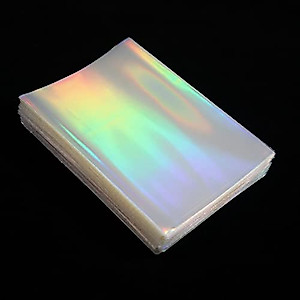 Black Lotus 100CT Double Side Foil Gemstone Rainbow Laser Flashing Card Sleeves Trading Cards Shield Magic Card Protector Holographic Flashing Protective Idol Cover (Rainbow 65x90mm)