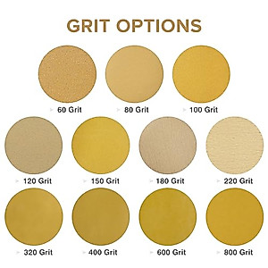 Shawya 100 PCS 6 Inch Gold PSA Sanding Discs 80 Grit Self Adhesive Sticky-Back Sandpaper for DA Sander Automotive Car Paint Woodworking Wood Metal Finishing