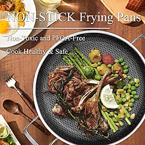 Vinchef Skillet with Lid 13 Inch Stainless Steel Pan, PFOA Free, Dishwasher and Oven Safe Cookware, Cooking Pan for Induction Compatible