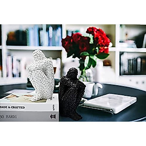Hutyio Decorative Bookends Mosaic Figurine, Unique Book Ends to Hold Books Heavy Duty for Home, Shelf, Office, Table and Desk Decor(Set of 2 Black and White)