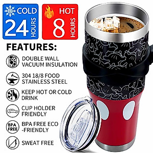 Sunmdecor 40 Oz Tumbler with Handle and Silicone Straws,Coffee Insulated Tumbler with Handle,40oz Tumbler with Handle