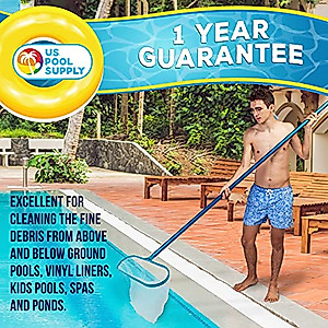 U.S. Pool Supply Professional Swimming Pool Leaf Rake Net - Cleans Out Debris Fast, Pool Maintenance - Clean Pool Liners, Spas, Ponds and Kids Inflatable Pool