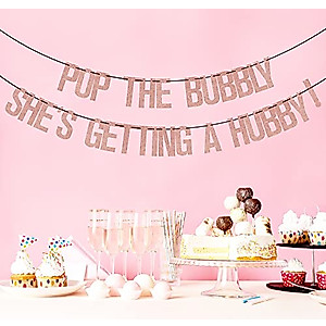 Pop the Bubbly She's Getting a Hubby! Banner, Bachelorette Party Decorations, Bridal Shower Decorations, Engagement Party Decorations, Bride to Be Decorations, Bachelorette Banner Rose Gold Glitter
