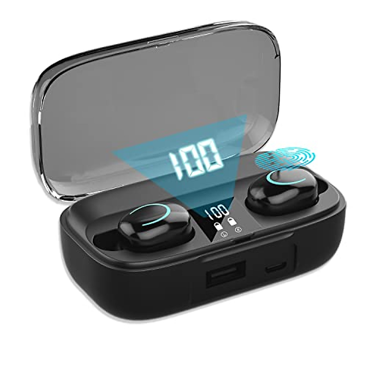 Wireless Earbuds Headphones Bluetooth 5.2 Ear buds with Mic Smart Noise Reduction LED Display Fast Charging Case Touch Control Bluetooth Earphones In Ear Earbuds Wireless Earphone, for Sport and Work