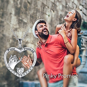 Pinkie Promise Necklace for Women Sterling Silver Couple Friendship Graduation Mother's Day Gifts