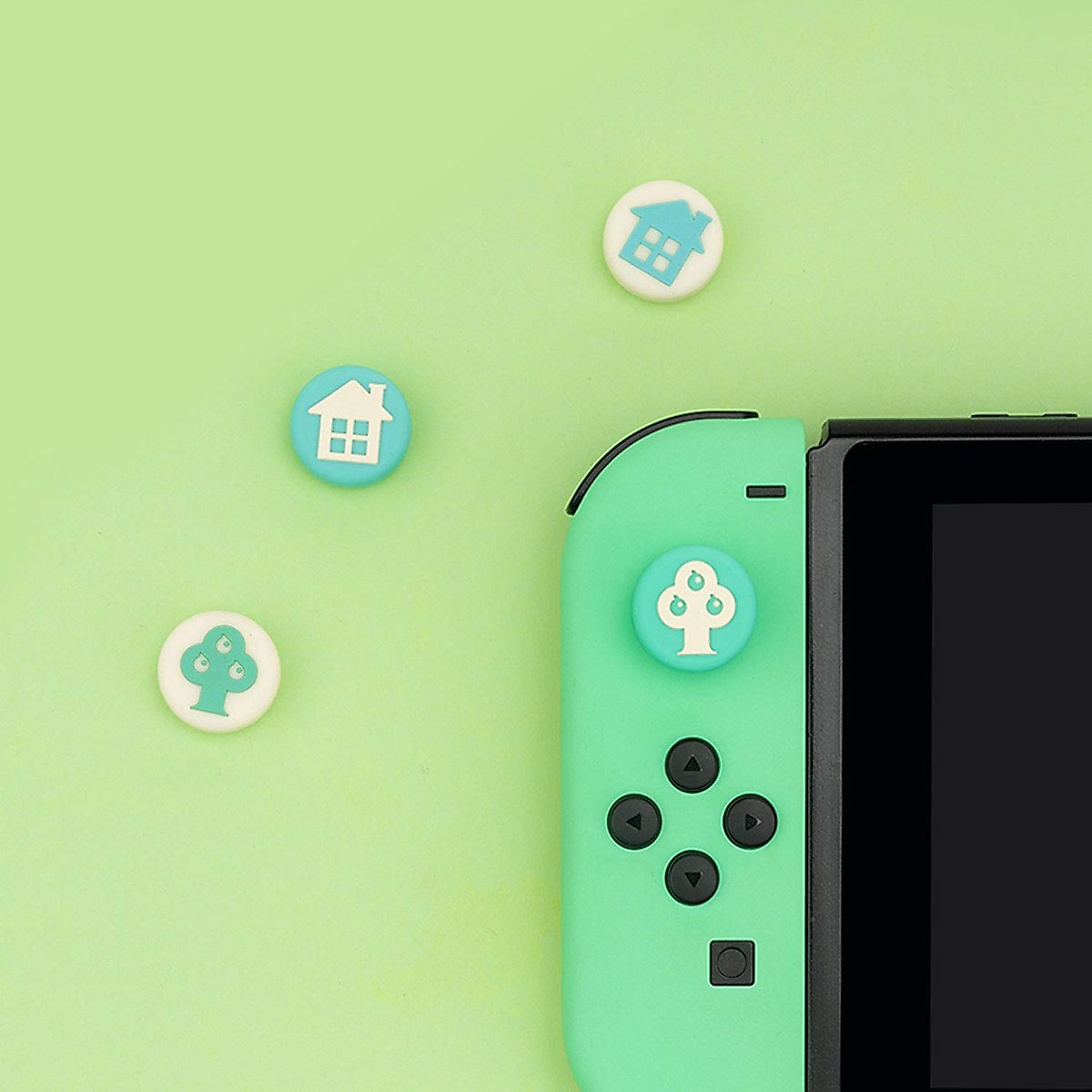 GeekShare 4PCS Silicone Tree and House Joycon Thumb Grips-Nintendo Cover Analog Thumb Stick Grips-Joystick Caps Compatible with Switch /OLED/ Switch Lite