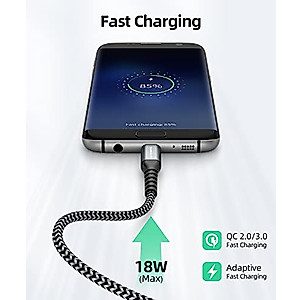 SUNGUY Micro USB Cable 1FT[3Pack] Short Braided USB 2.0 Micro Fast Charging and Data Sync Cord for Samsung Galaxy S7 Edge S6,Moto G5 G5S Plus,Sony Xperia Z3 Z5
