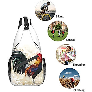 Sling Bag Rustic Rooster Chicken Watercolor Hiking Daypack Crossbody Shoulder Backpack Travel Chest Pack for Men Women